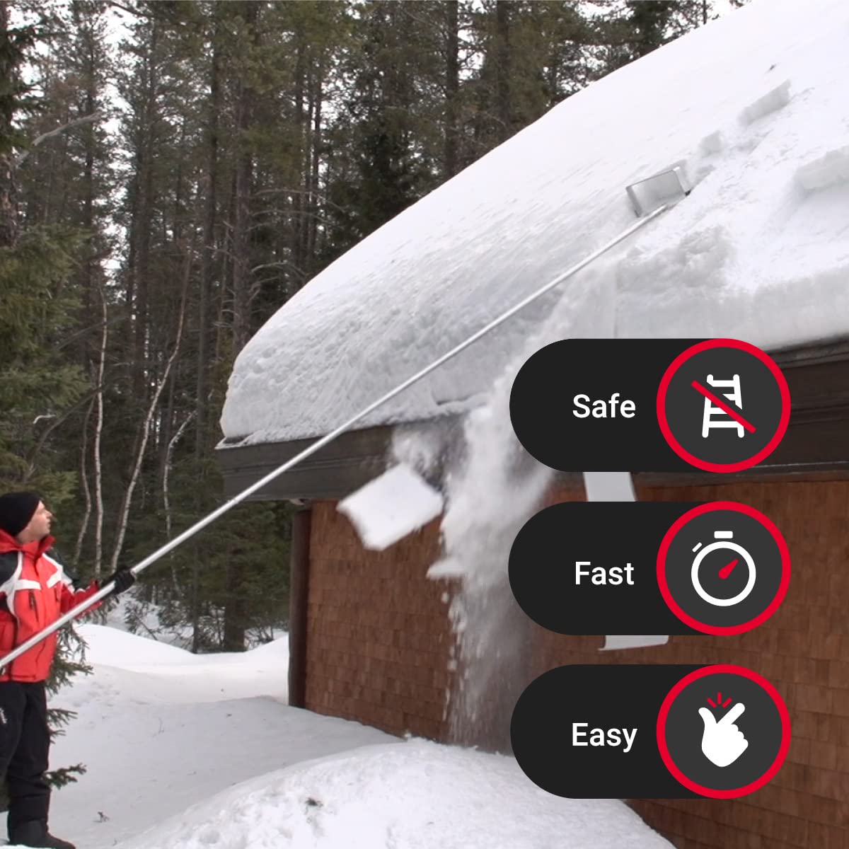 SNOWPEELER Premium Snow Roof Rake - 30 ft. - Telescopic Heavy Duty Sno ...