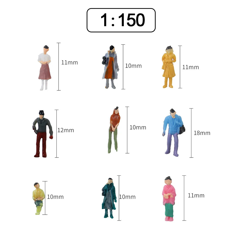 100pcs Miniature Figures 1:100/150/200 Scale | Painted Model People for ...