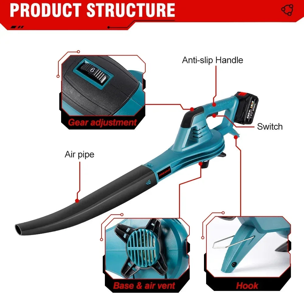 ONEVAN 4500W Cordless Leaf Blower | 6-Speed Electric Blower with ...